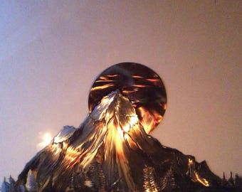 Mountain metal art | Etsy