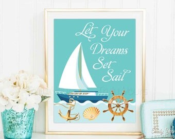 Let your dreams set sail Nautical Nursery wall decal Child