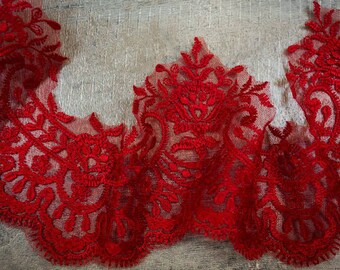 Red lace trim | Etsy