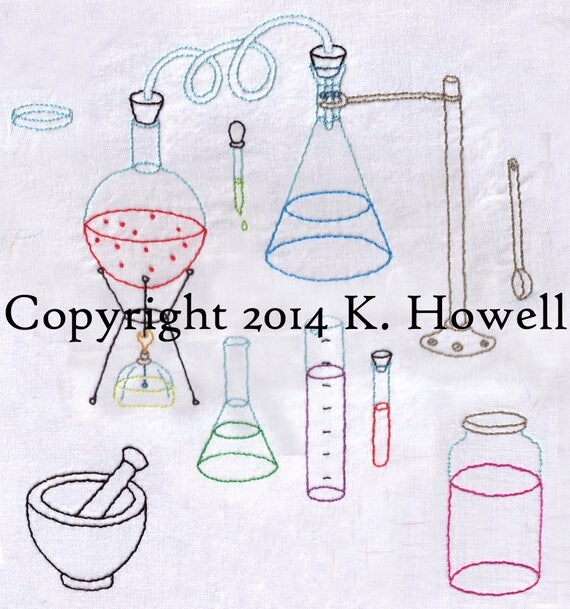 Science Hand Embroidery Pattern Science Lab Equipment