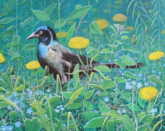Grackle painting | Etsy