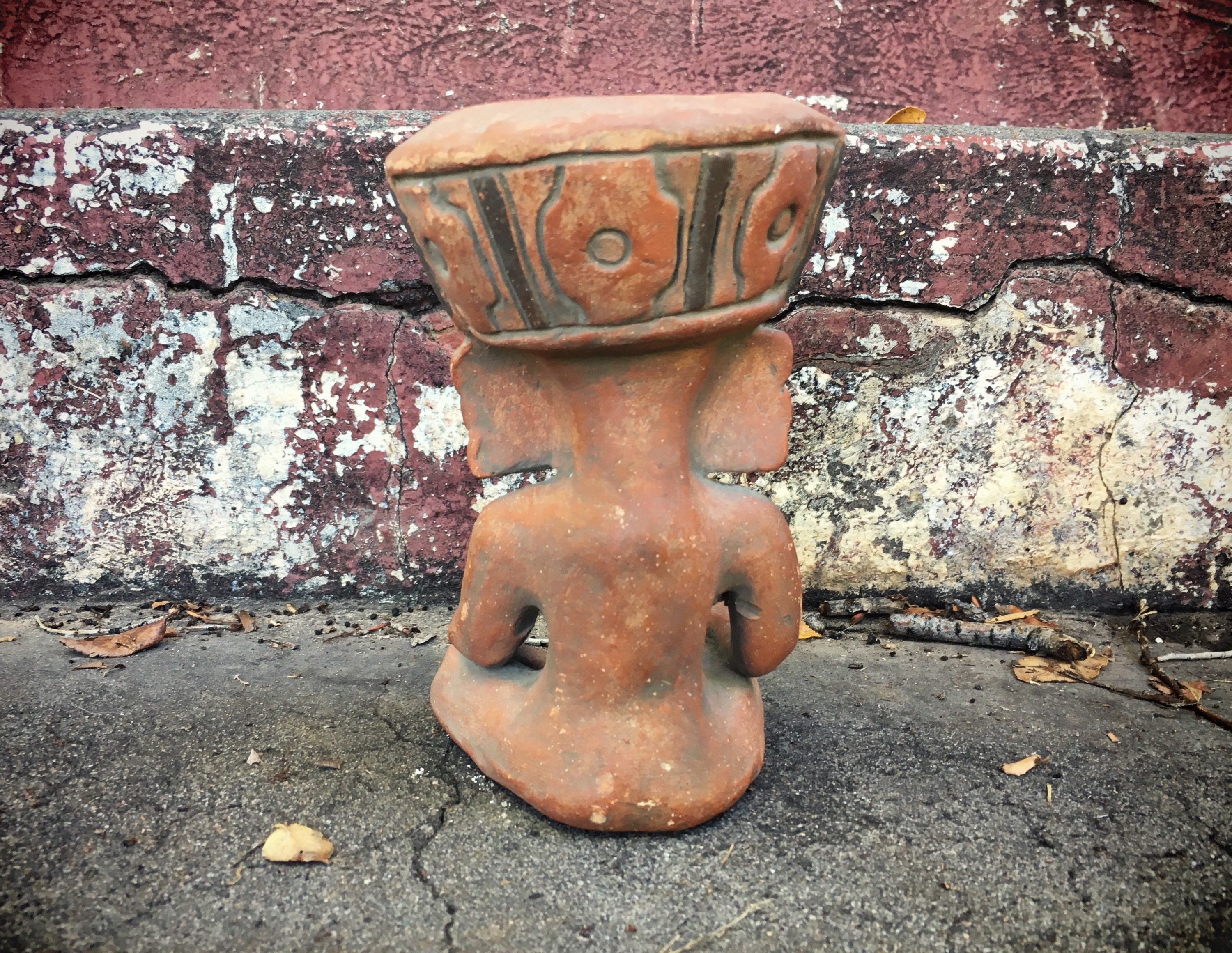 Vintage Mexican Pottery Clay Incense Burner Aztec Warrior Statue Unique ...