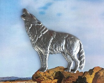 Howling wolf stamp | Etsy