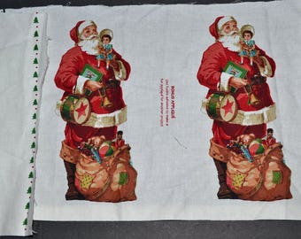 Vintage santa fabric | Etsy