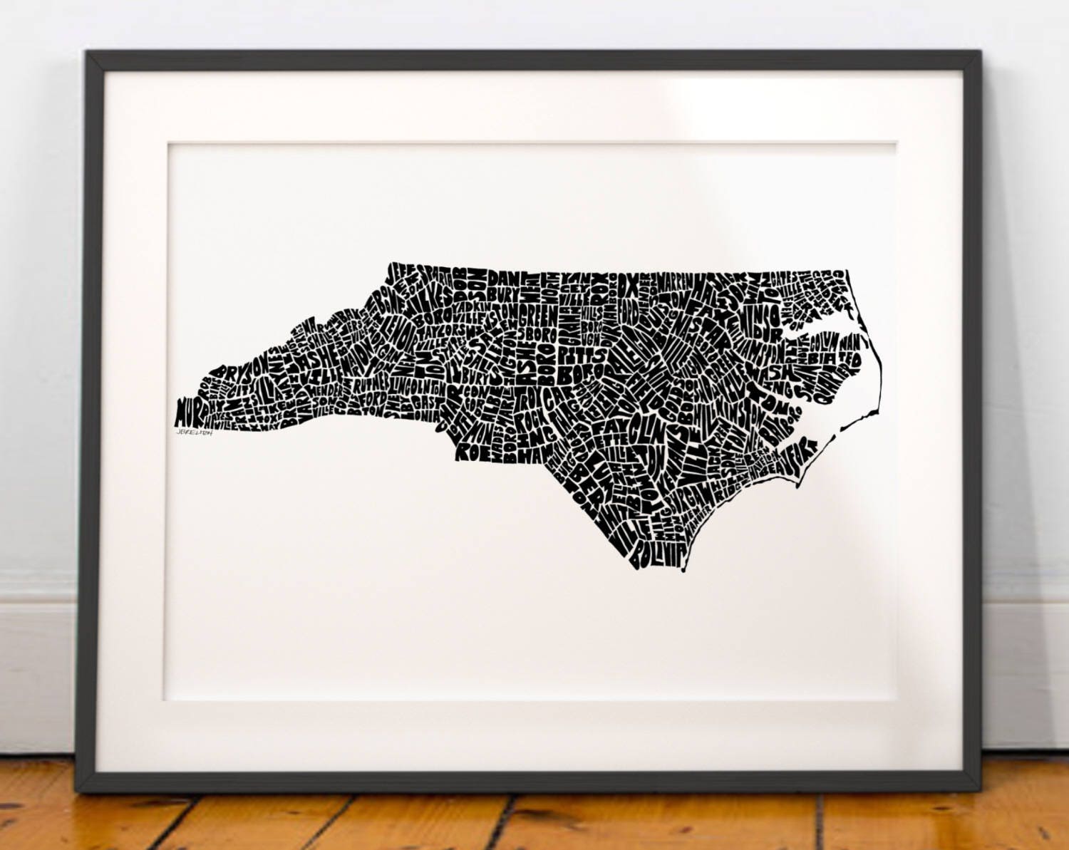 North Carolina map art North Carolina art print North