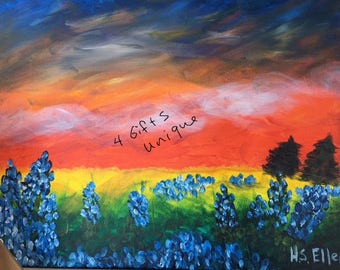 Bluebonnet painting | Etsy