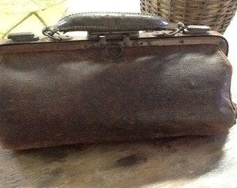 Leather Doctor Bag w/ Handcuff Handles Handmade by The
