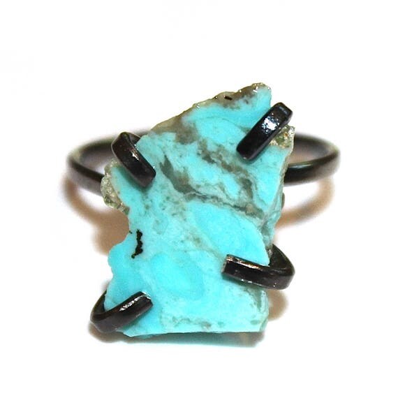 Medium Arizona Turquoise Ring Raw Stone Adjustable Ring