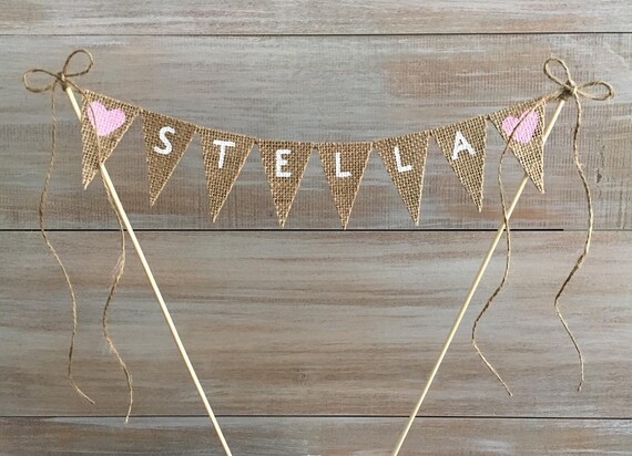 Custom NAME Burlap Cake Banner Topper-Birthday Burlap Cake