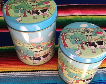 Vintage tin canister | Etsy