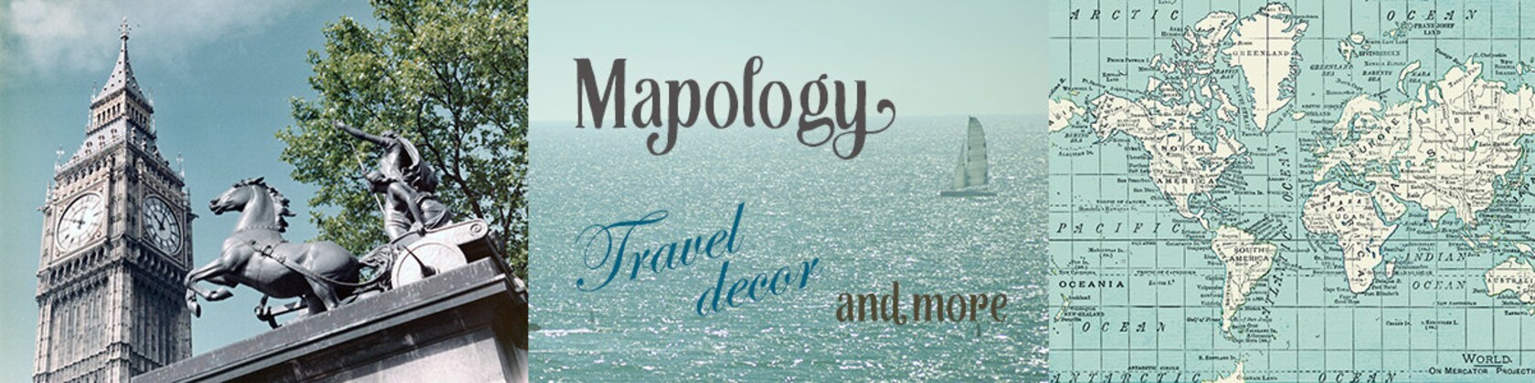 World map shower curtains pillows duvets Vintage Maps by Mapology