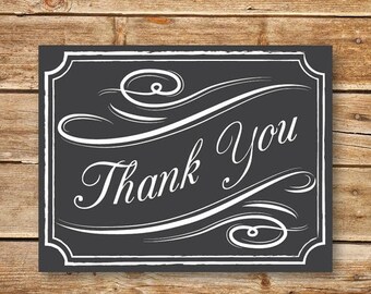 Printable Thank You Card Chalkboard Hand Lettered Design