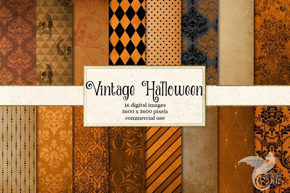 Vintage Halloween Digital Paper Textures 16 Pack Premium