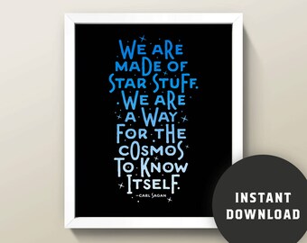 Carl Sagan Cosmos cross stitch PATTERN We are made of star