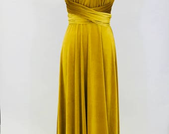 Mustard Yellow SHORT Infinity Dress Convertible Formal