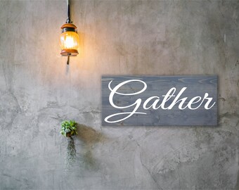 Gather wood sign | Etsy