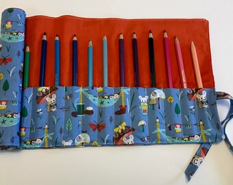 Personalized leather pencil case wrap tool bag roll pencil