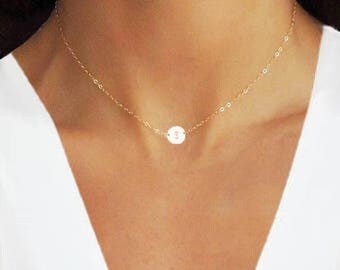 Gold disc necklace | Etsy