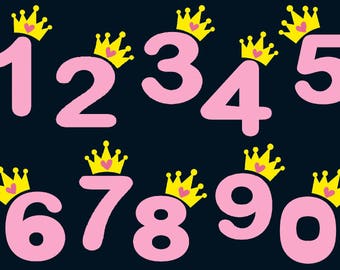 Princess numbers | Etsy