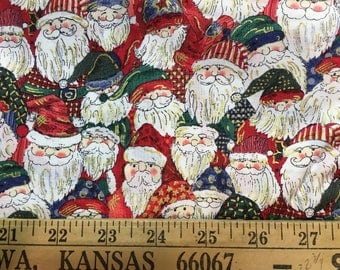 Vintage santa fabric | Etsy