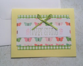 Spring Greeting Card. Handmade Card Happy Spring. Blank