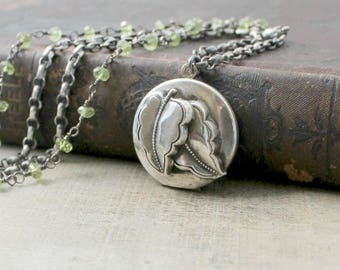 Sterling silver locket Round Locket Mens Locket Leather