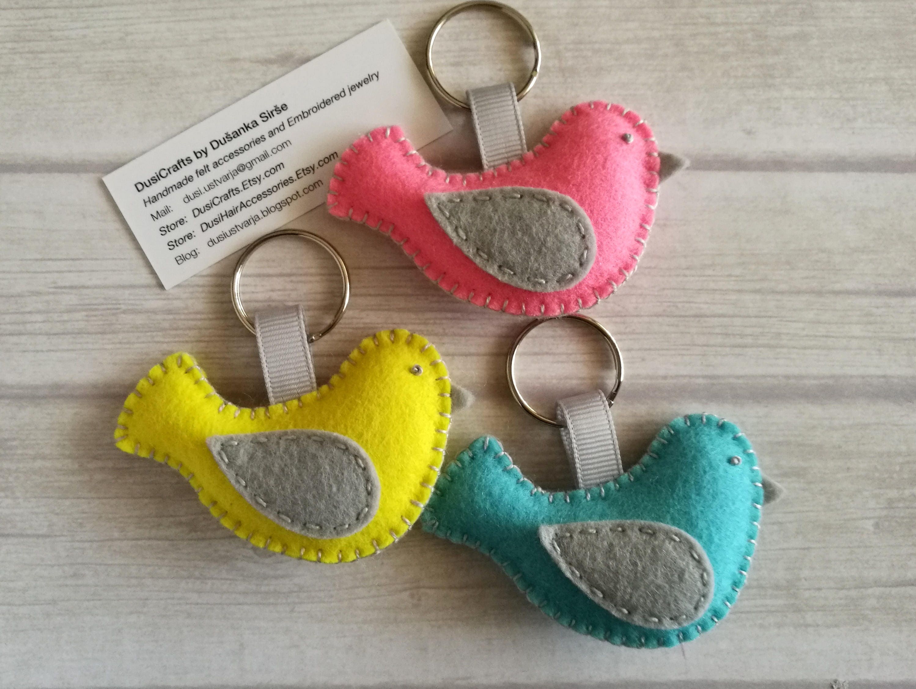 Felt Bird keychain Plush bird keychain Colourful key chain