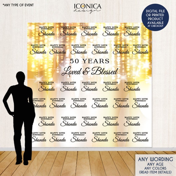50th Birthday Backdrop Photo Booth Party Backdrop Step And
