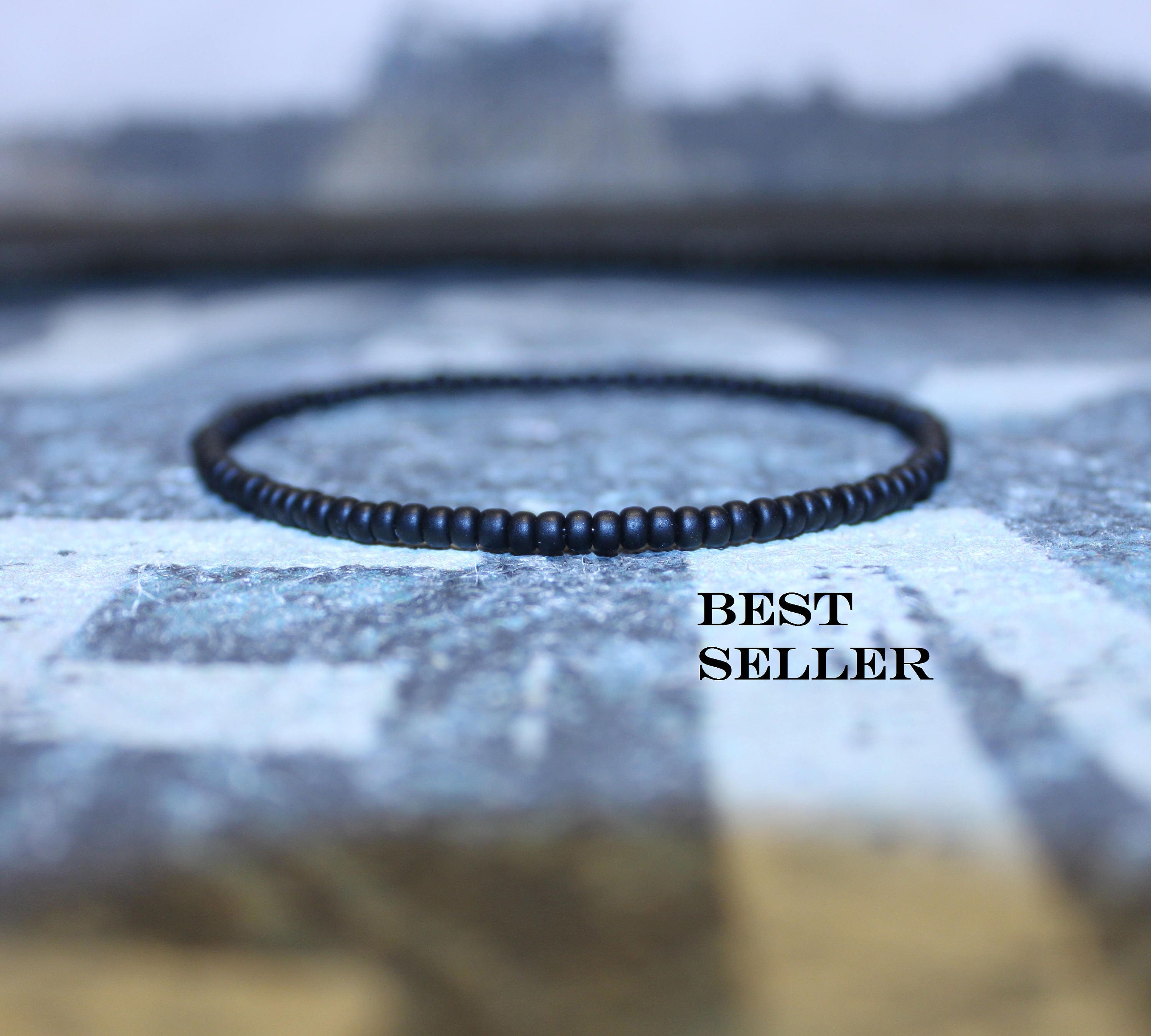 Black Bead Bracelet for Him Birthday - BEST SELLER - Seed Beaded ...