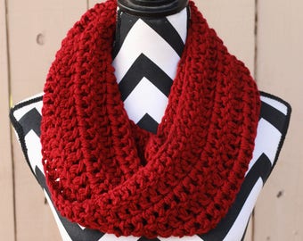 Red infinity scarf | Etsy