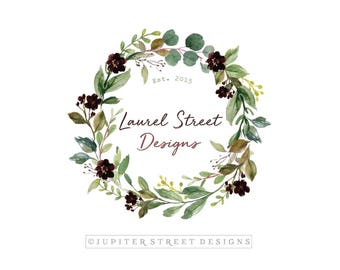 Flower wreath logo | Etsy