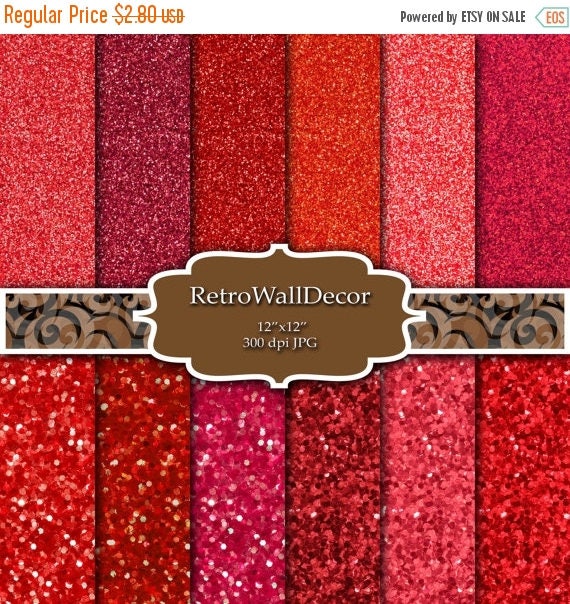 40% OFF SALE Glitter Digital Paper Red Glitter Seamless