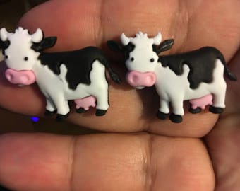 Cow earrings for stretched piercings 14 gauge 12 gauge
