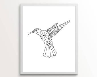 Hummingbird line art | Etsy
