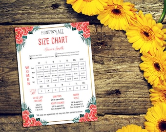 Size chart | Etsy