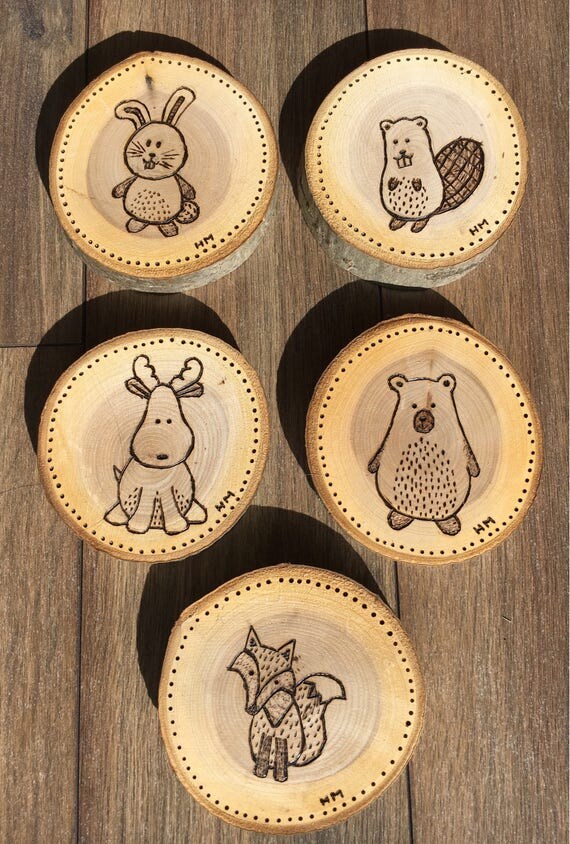 Wood burned animals
