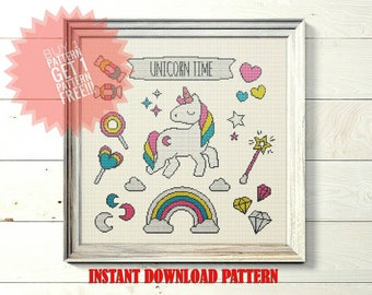 Unicorn cross stitch | Etsy