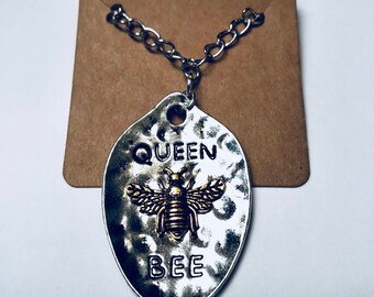 Queen Bee Necklace Royal Crown Insect Art Pendant Bee