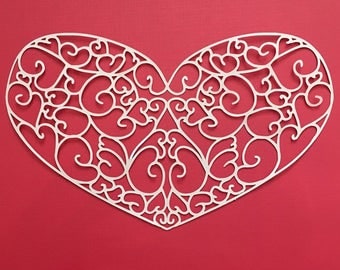 Pattern Crochet Swirly Heart Pin Brooch US & UK terminology