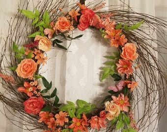Pink spring wreath | Etsy