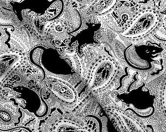 Black paisley fabric | Etsy