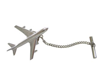 Vintage brass jet plane tie bar / tie clip. Aviation collector