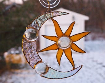 Stained glass moon | Etsy