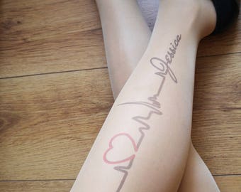 COLINE Printed Tattoo Tights Leggings Pantyhose di colinedesign