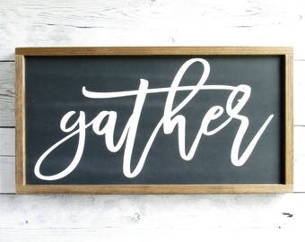 Gather wood sign | Etsy