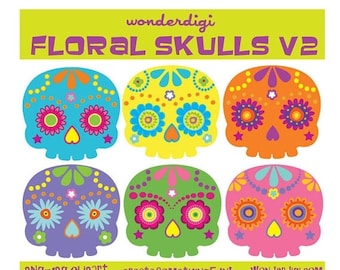 Sugar skull clipart | Etsy