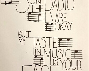 Song lyric card | Etsy