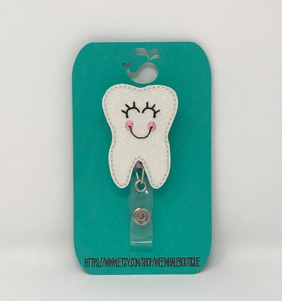 White Glitter Tooth Badge Holder Glitter Tooth Badge Holder