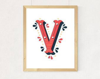 Decorative letter v | Etsy
