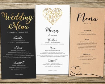 Wedding menu cards | Etsy